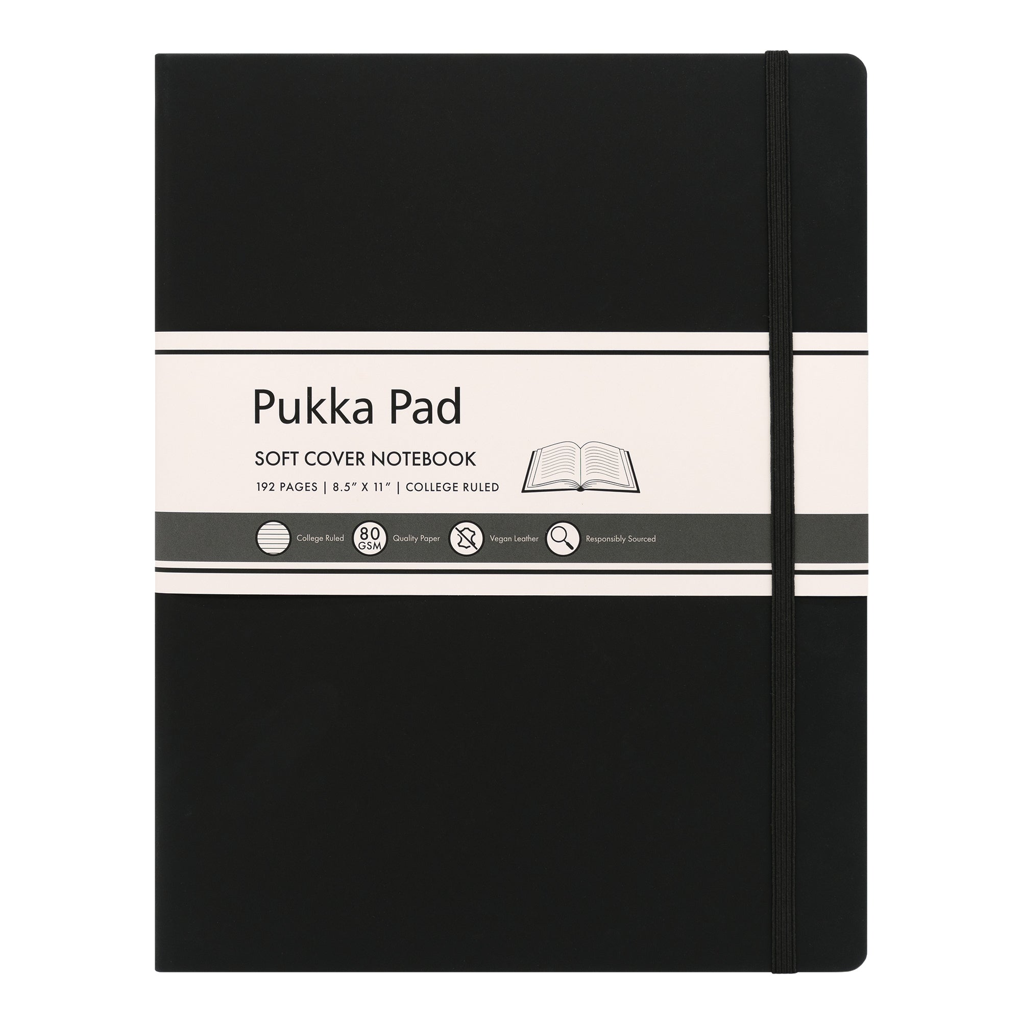 Pukka Pads Soft Cover Letter Size Notebook College Ruled in Black ...