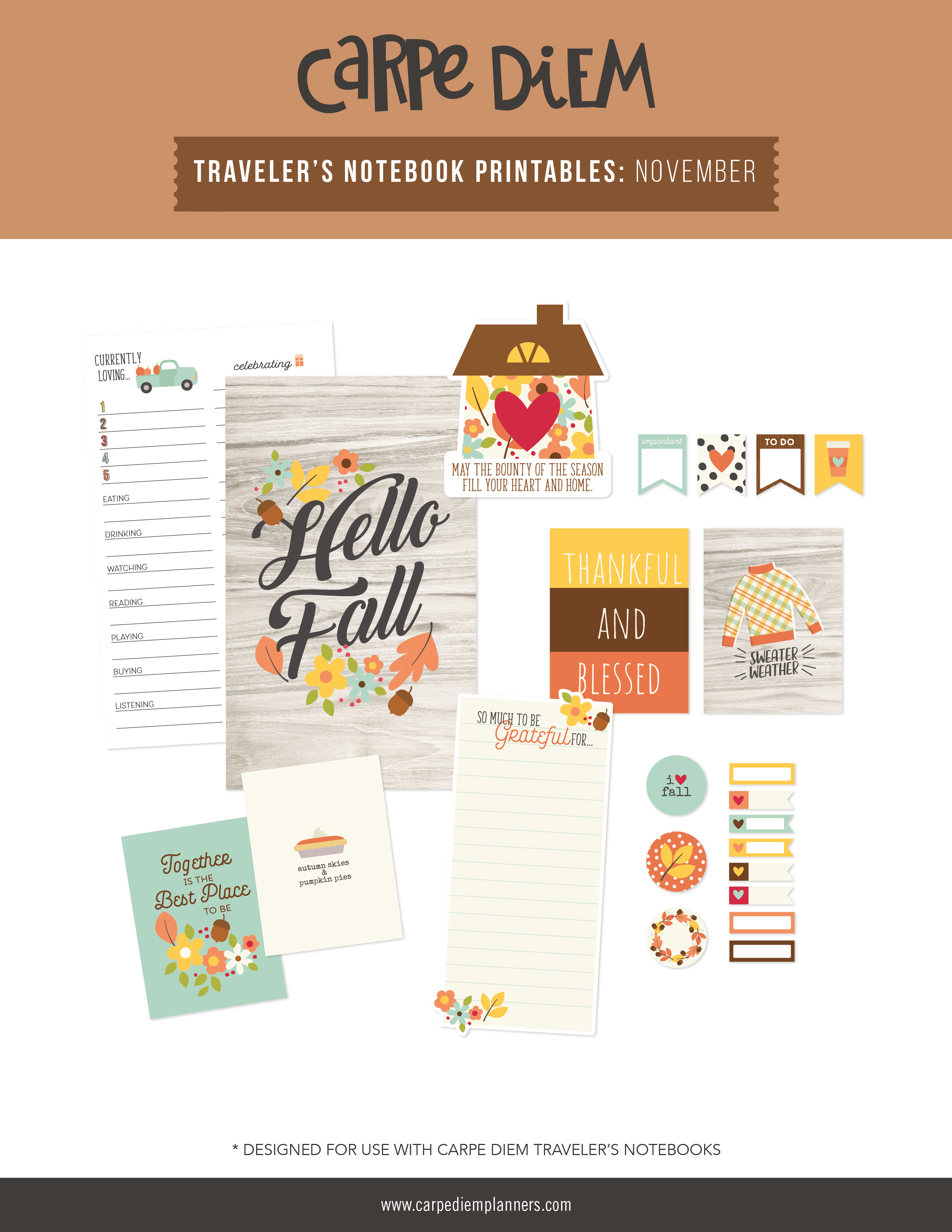 Traveler's Notebook Printables -November Freebie – Carpe Diem Planners