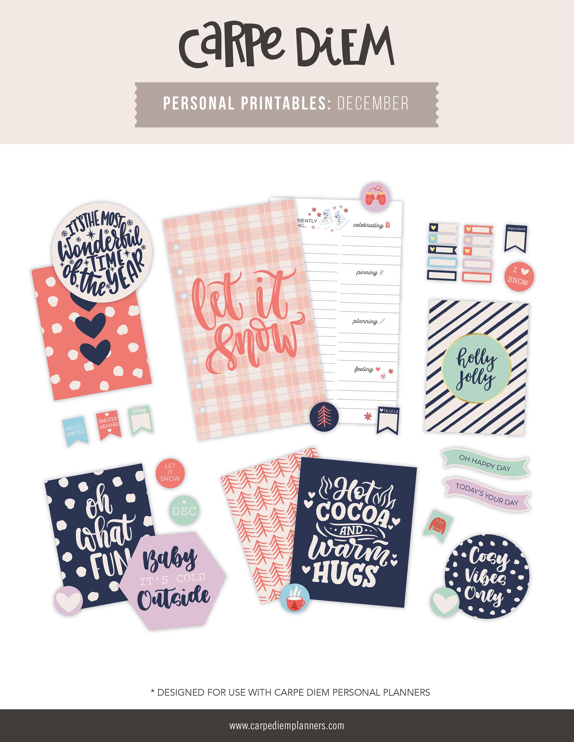 Free December Printable for Personal Sized Planners | Carpe Diem Planners