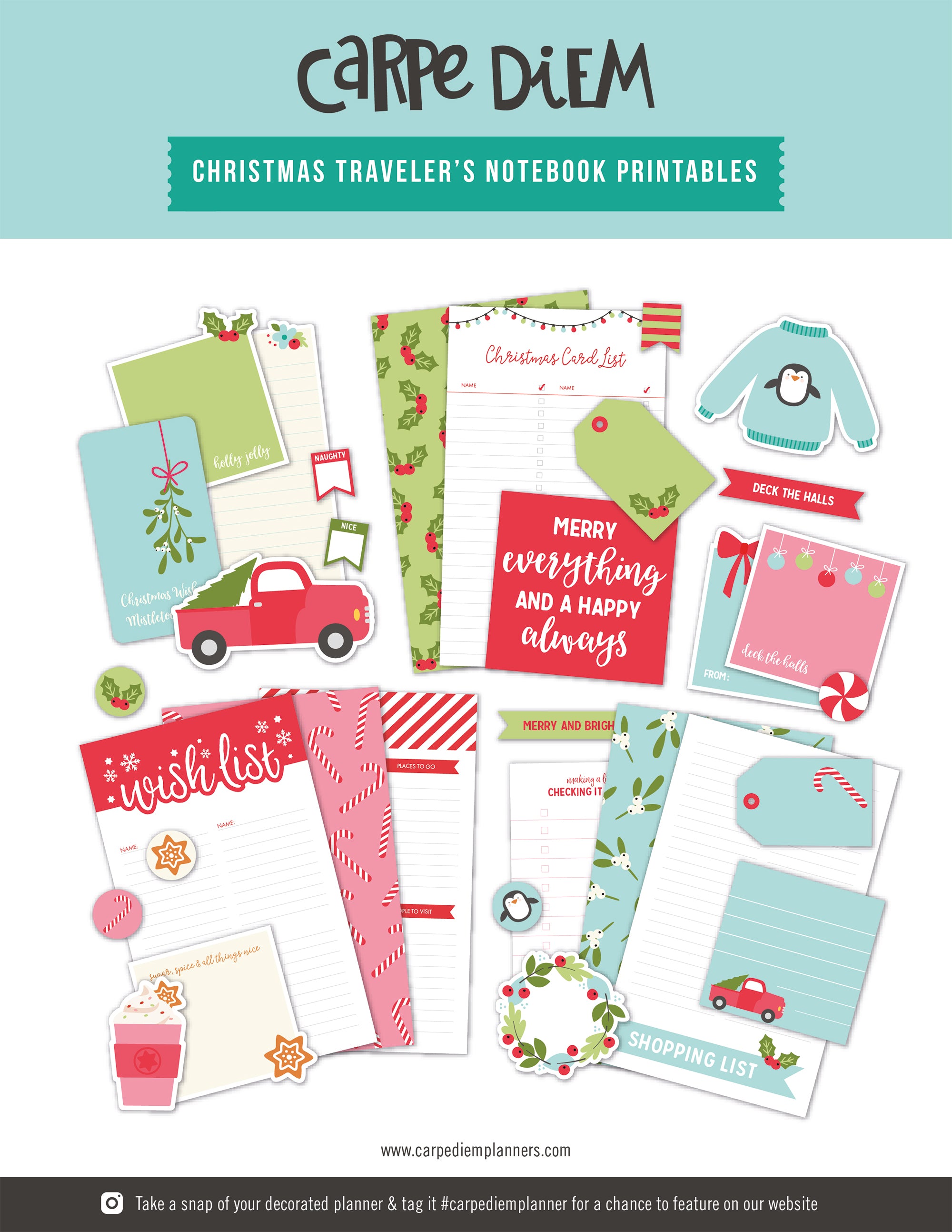 Free Christmas Printable for Traveler Notebooks | Carpe Diem Planners